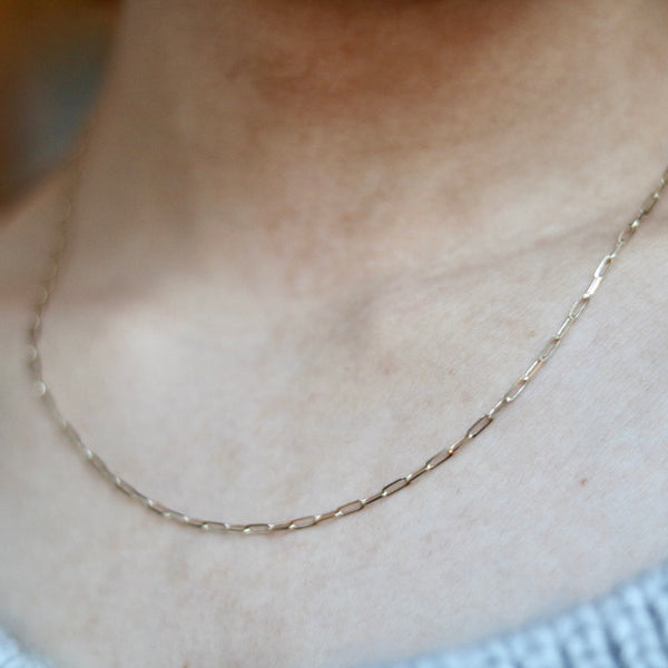 Shiny Rectangular Link Gold Chain Necklace 1.7 mm width – Written by Forest